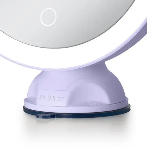 ZADRO Lighted Wall Mounted Suction Cup Makeup Mirror With 10x Magnification - Lavender