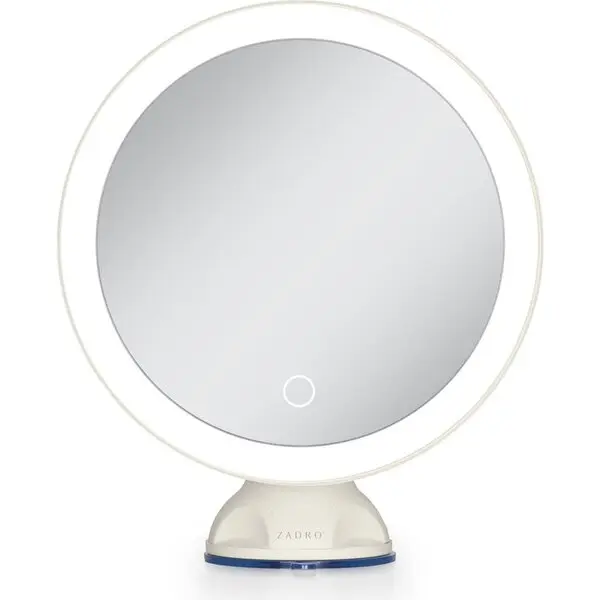 ZADRO Lighted Wall Mounted Suction Cup Makeup Mirror With 10x Magnification - Neutral