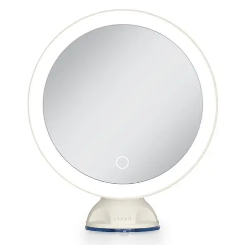 ZADRO Lighted Wall Mounted Suction Cup Makeup Mirror With 10x Magnification - Neutral