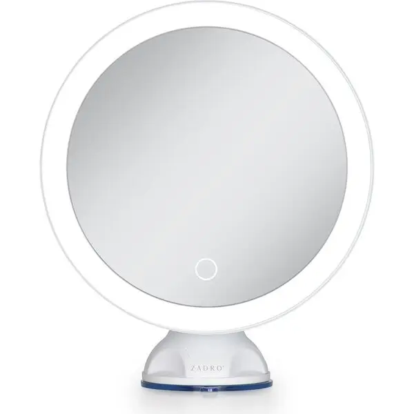ZADRO Lighted Wall Mounted Suction Cup Makeup Mirror With 10x Magnification - White