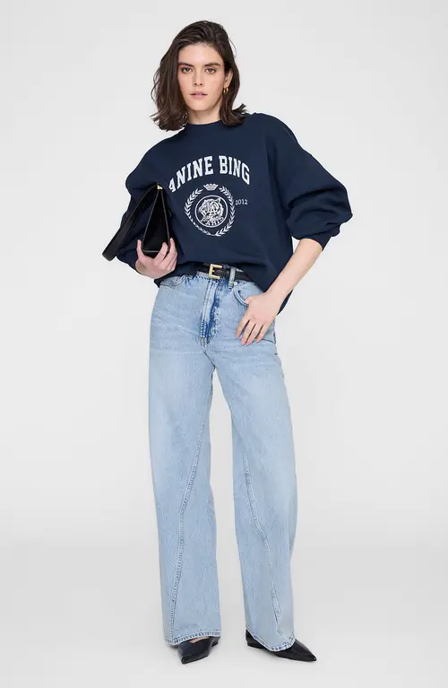 ANINE BING Miles Collegiate Sweatshirt - Dark Navy