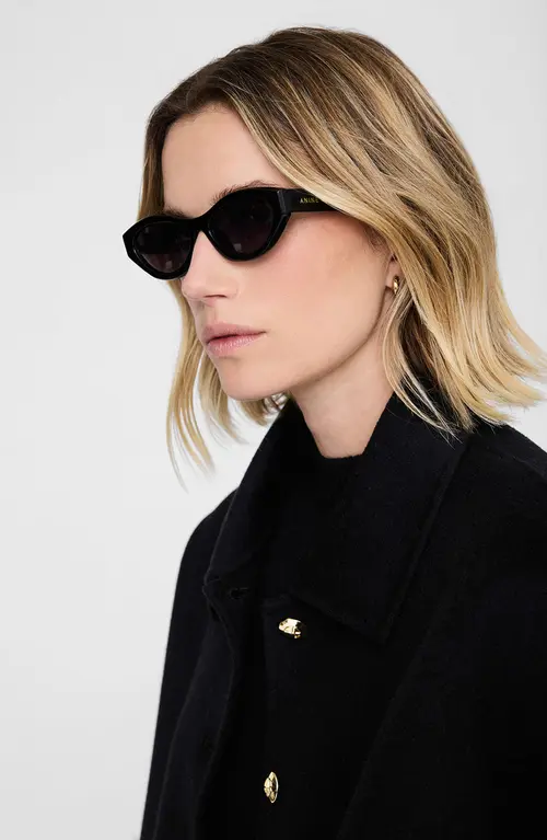 ANINE BING Oval Sunglasses - Black