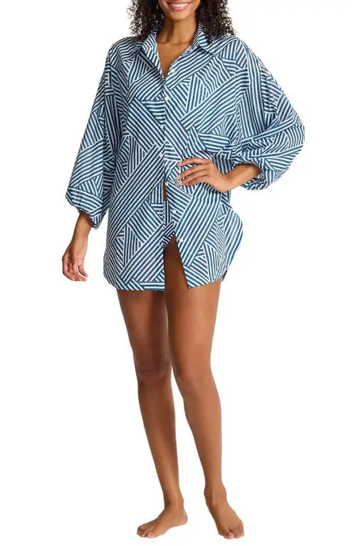 Tommy Bahama Catalina Coast Cotton Cover-up Boyfriend Shirt - Indigo Tide