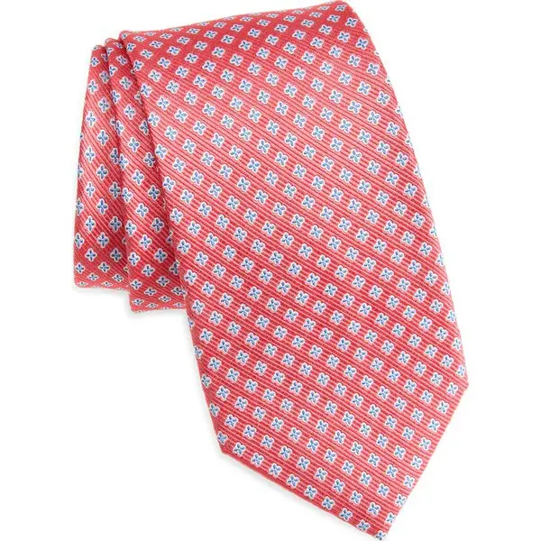 Nordstrom Quatrefoil Medallion Silk Neck Tie - Coral