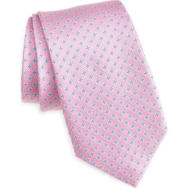Nordstrom Quatrefoil Medallion Silk Neck Tie - Pink