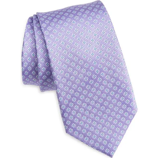 Nordstrom Quatrefoil Medallion Silk Neck Tie - Purple