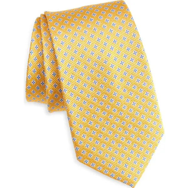 Nordstrom Quatrefoil Medallion Silk Neck Tie - Yellow