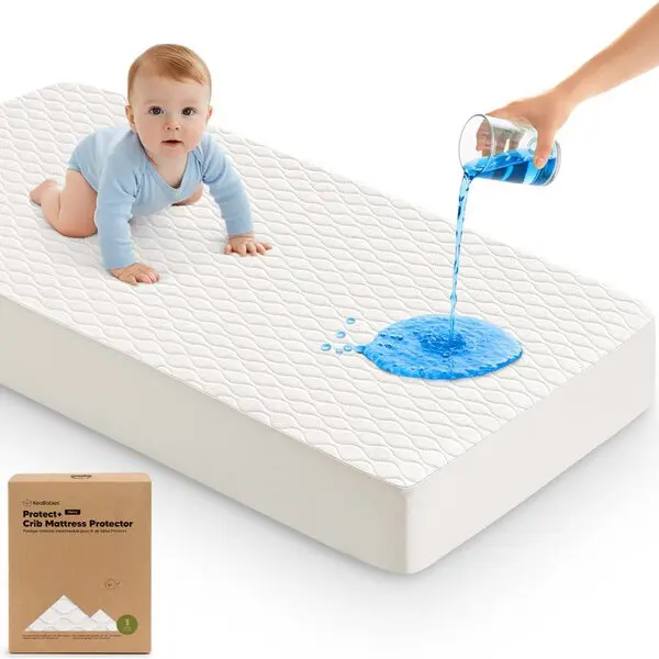KEABABIES 1-pack Mavy Protect+ Waterproof Crib Mattress Protector - Soft White