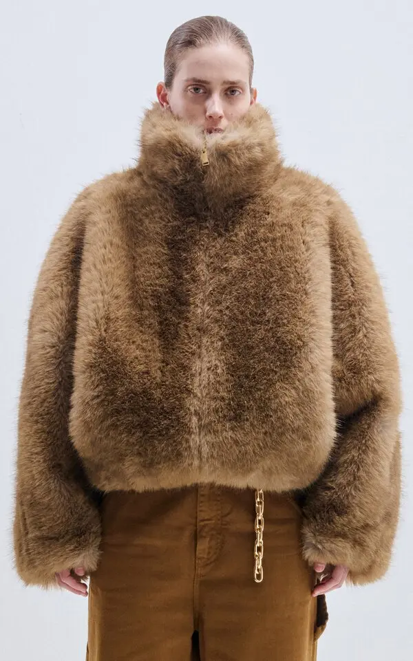 DARKPARK Faux Fur Aviator Bomber Coat