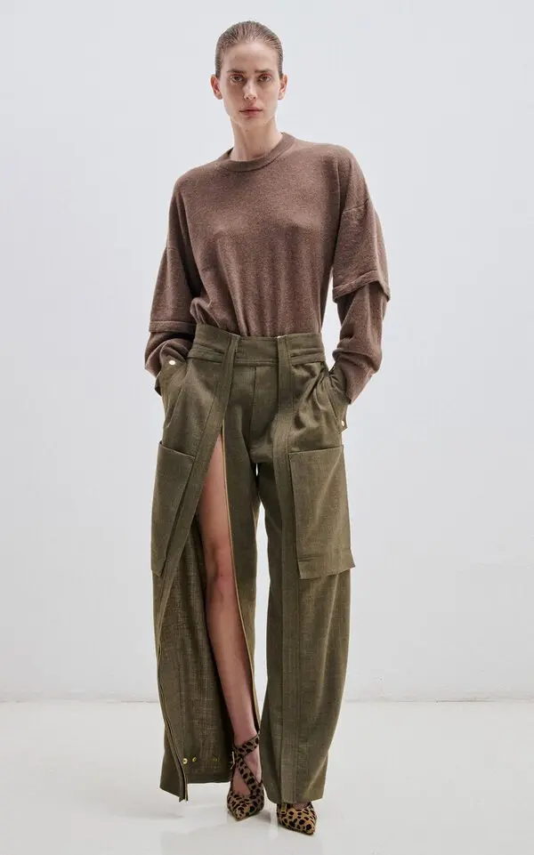 DARKPARK Adriana Wool-linen Cargo Pants