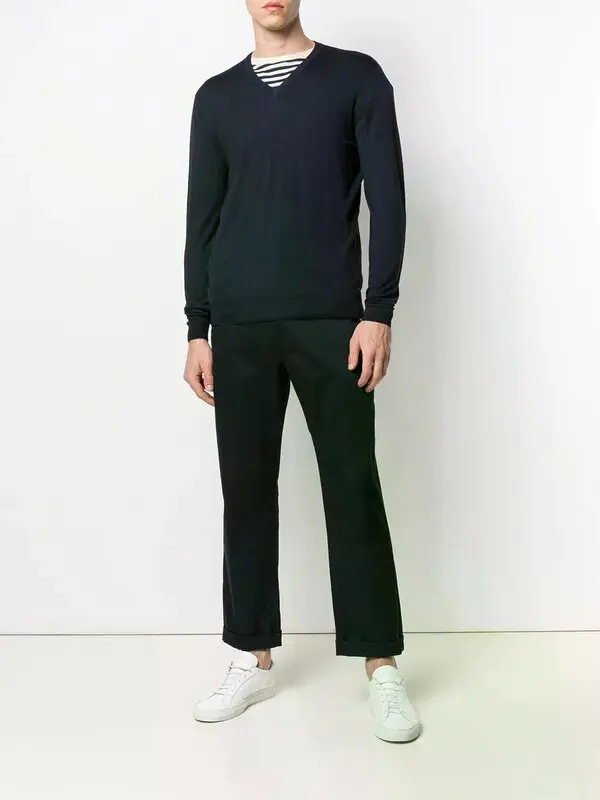DRUMOHR Plain V-neck Jumper - Blue