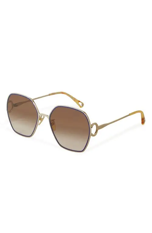 Chloé 58mm Gradient Octagon Sunglasses - Gold