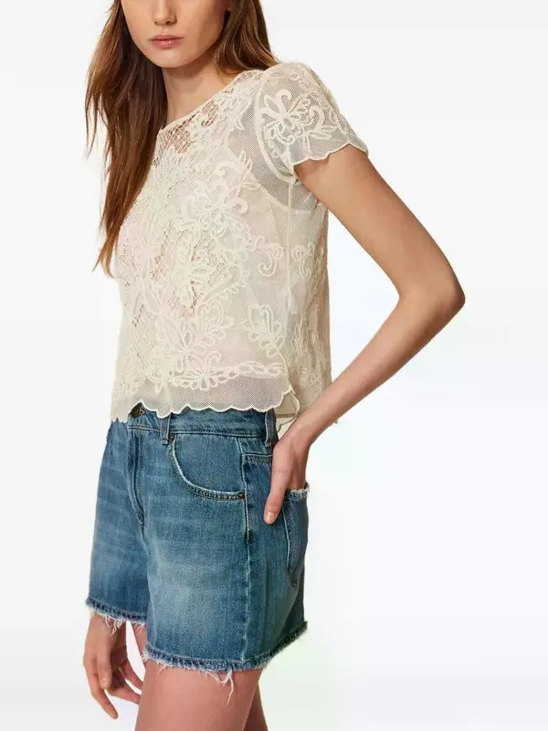 TWINSET Embroidered Short Sleeve Blouse