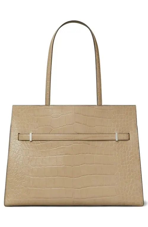 Tory Burch Lee Radziwill Croc-embossed Leather Tote - Ginger Leaf