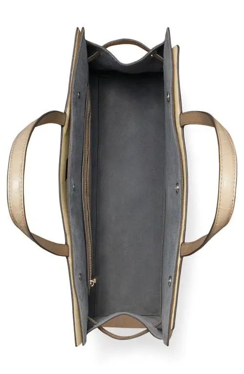 Tory Burch Lee Radziwill Croc-embossed Leather Tote - Ginger Leaf