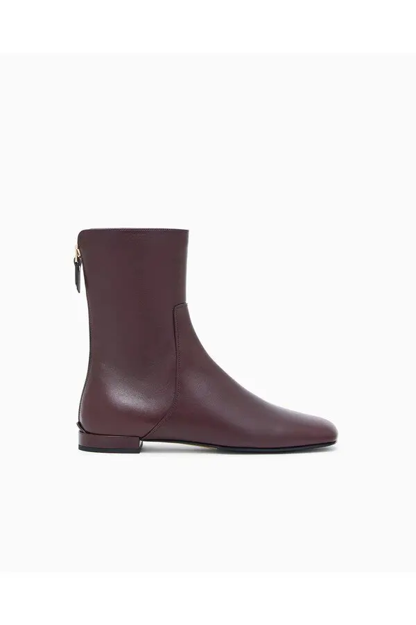 Giorgio Armani Leather Ankle Boots - Red