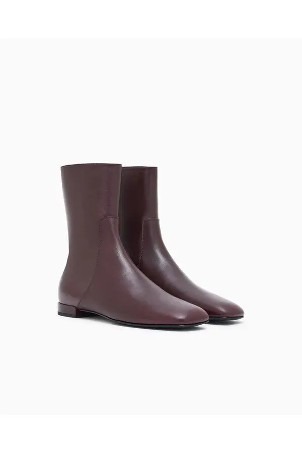 Giorgio Armani Leather Ankle Boots - Red