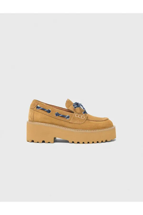 Maje Suede Platform Boat Shoes