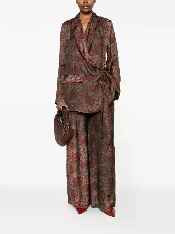 UMA WANG Floral-print Tie-fastening Blazer