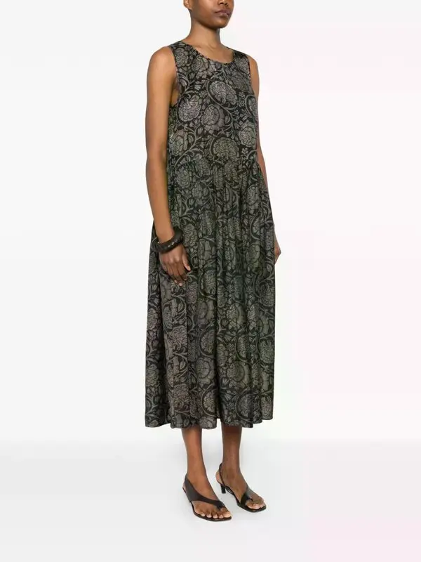 UMA WANG Floral-print Midi Dress - Black