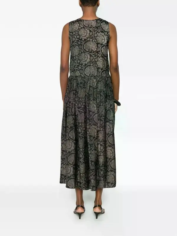 UMA WANG Floral-print Midi Dress - Black