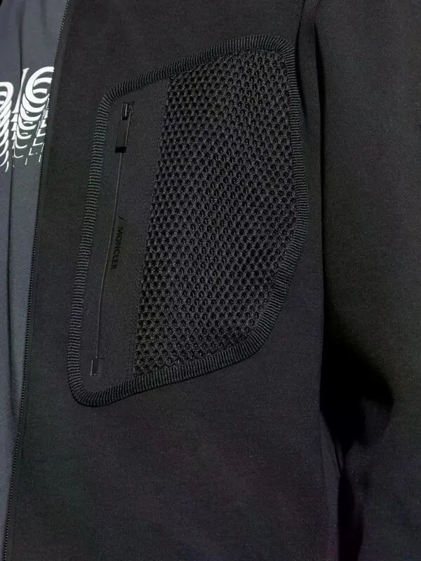 Moncler Mesh-pocket Zip-up Sweatshirt - Black