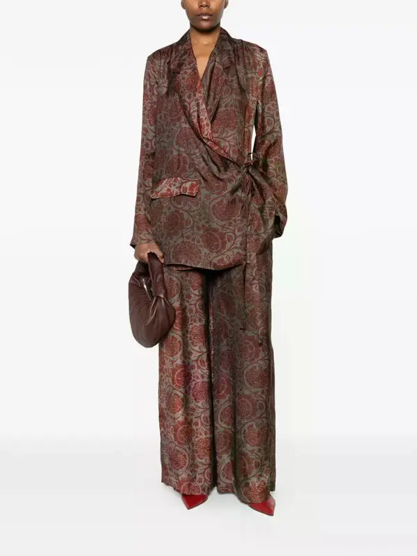 UMA WANG Floral-print Palazzo Pants - Grey