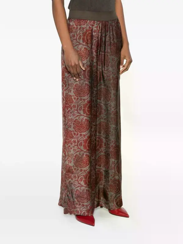 UMA WANG Floral-print Palazzo Pants - Grey
