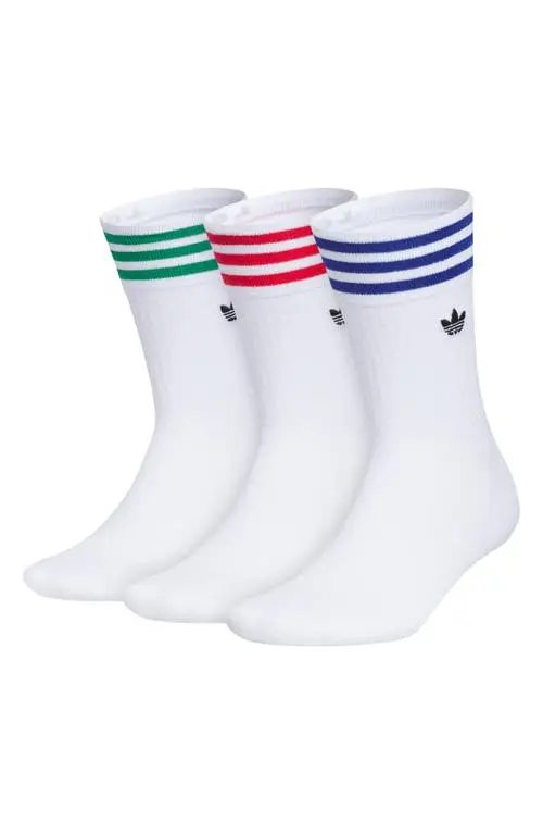 Adidas Assorted 3-pack Roller 3.0 Crew Socks - White/bold Green/royal Blue