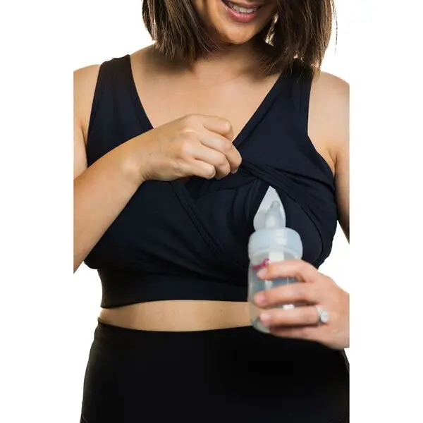 LOVE AND FIT Everyday Luxe Maternity/nursing Pumping Wireless Bra - Black