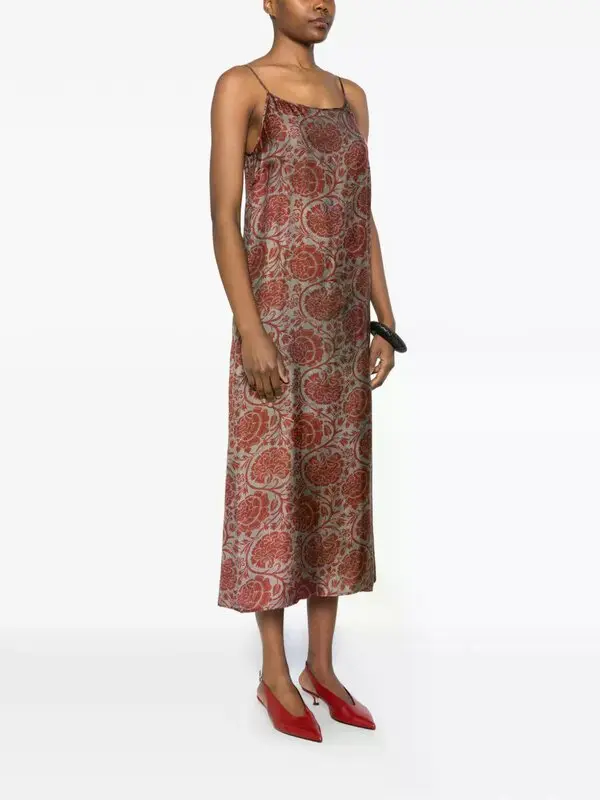 UMA WANG Floral-print Midi Dress - Red