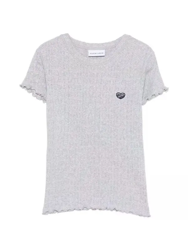Maison Labiche Logo-patch T-shirt With Ruffled Detail - Grey