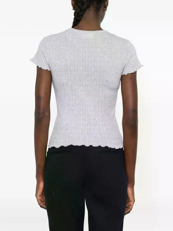 Maison Labiche Logo-patch T-shirt With Ruffled Detail - Grey