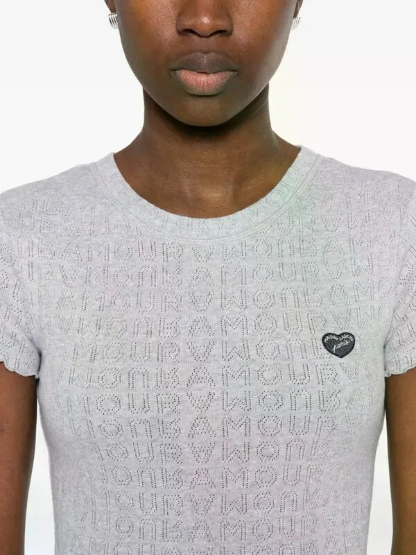 Maison Labiche Logo-patch T-shirt With Ruffled Detail - Grey