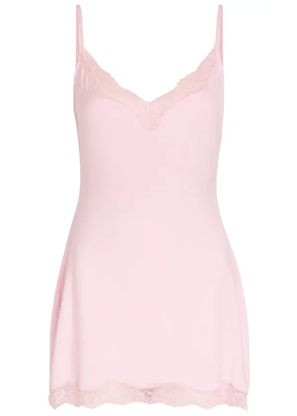 SKIMS Lace-trim Stretch-modal Mini Dress - Multicoloured