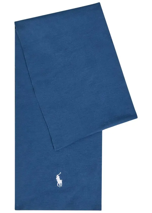 Polo Ralph Lauren Logo-embroidered Cotton Scarf - Blue