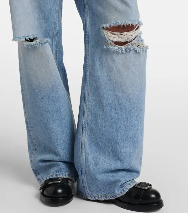 Dolce & Gabbana Distressed Wide-leg Jeans