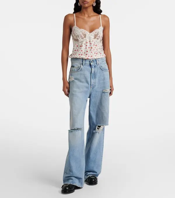 Dolce & Gabbana Distressed Wide-leg Jeans