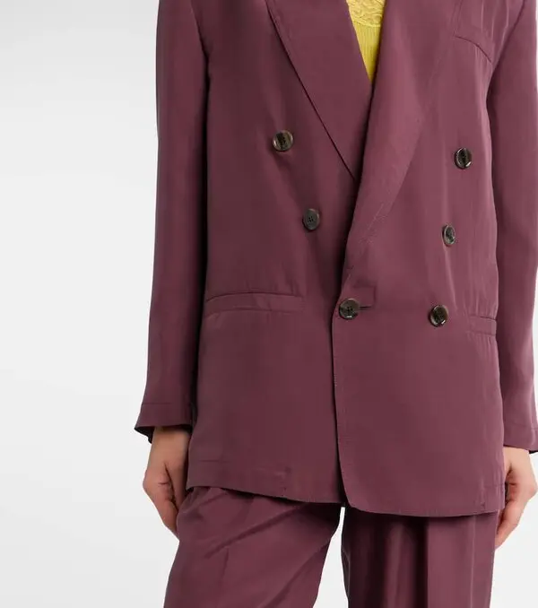 Saint Laurent Double-breasted Silk Blazer - Purple
