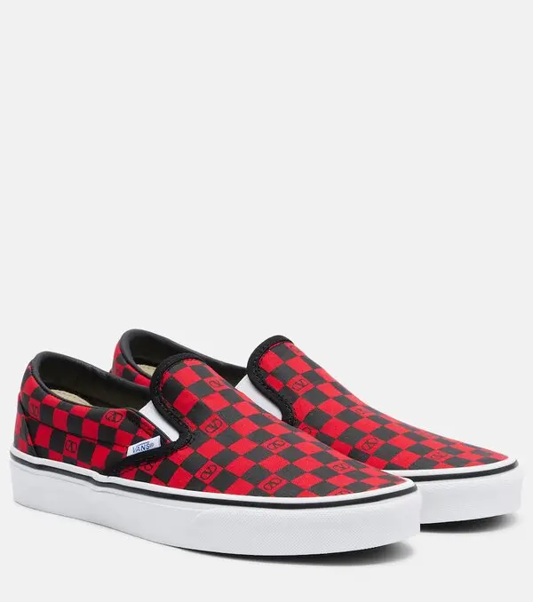Valentino Garavani Vans Vlogo Checked Canvas Slip-on Sneakers - Red