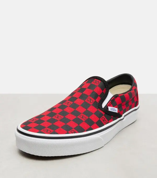 Valentino Garavani Vans Vlogo Checked Canvas Slip-on Sneakers - Red