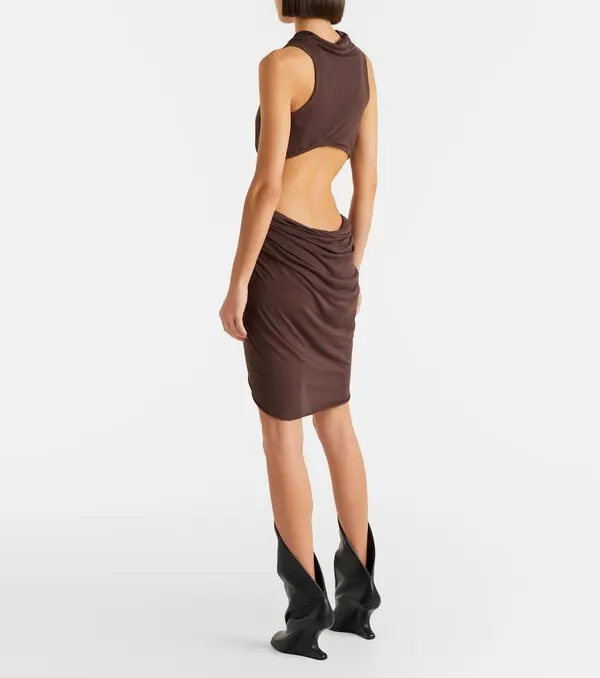 Rick Owens Sunpeel Cutout Gathered Mini Dress