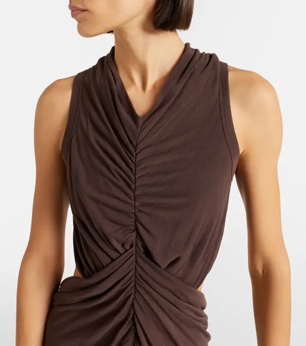 Rick Owens Sunpeel Cutout Gathered Mini Dress