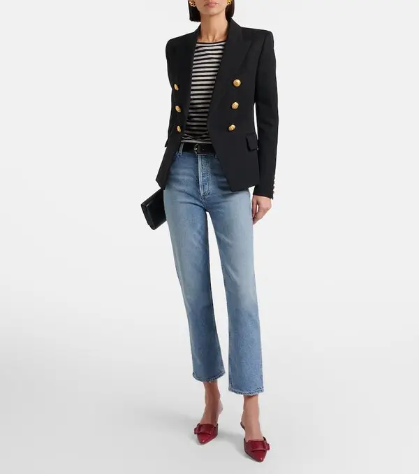 AGOLDE 90s Pinch Waist Crop Straight Jeans In Radius - Blue