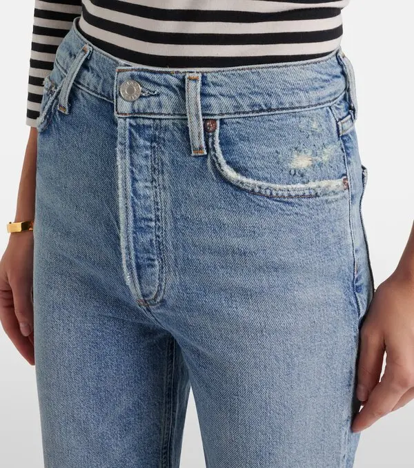 AGOLDE 90s Pinch Waist Crop Straight Jeans In Radius - Blue
