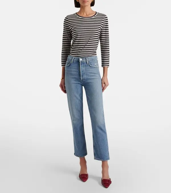 AGOLDE 90s Pinch Waist Crop Straight Jeans In Radius - Blue