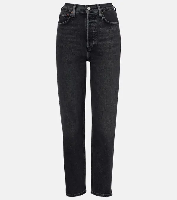 AGOLDE 90s Pinch Waist Crop Straight Jeans In Radius - Grey