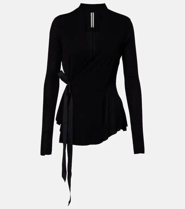 Rick Owens Bow-detail Wrap Cardigan - Black