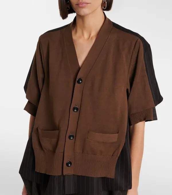 Sacai Striped Cotton Cardigan