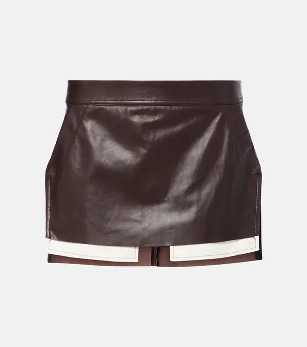 Rick Owens Fog Leather Miniskirt - Brown